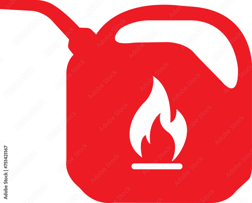 Fuel can icon in Red Fill style. Red handle jerry can icon. Petrol and ...