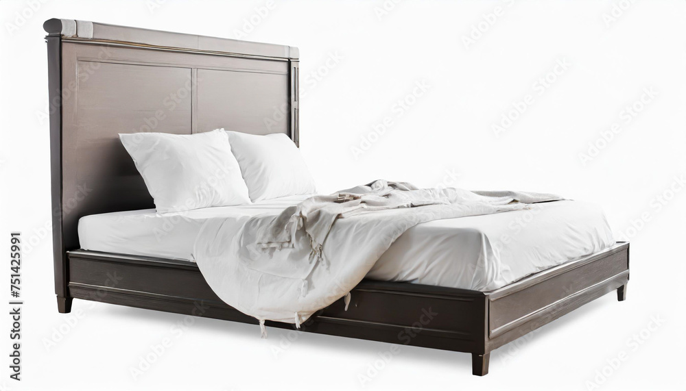 Blank white bed mock up, top view isolated, 3d rendering. Empty blanket ...