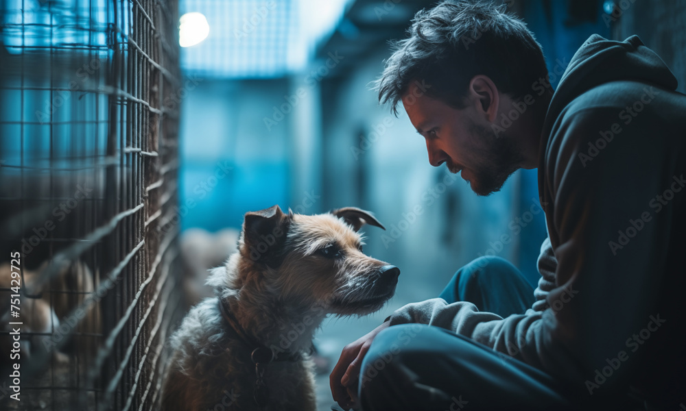 Lonely helpless dog abandoned in animal shelter and new owner Homeless ...