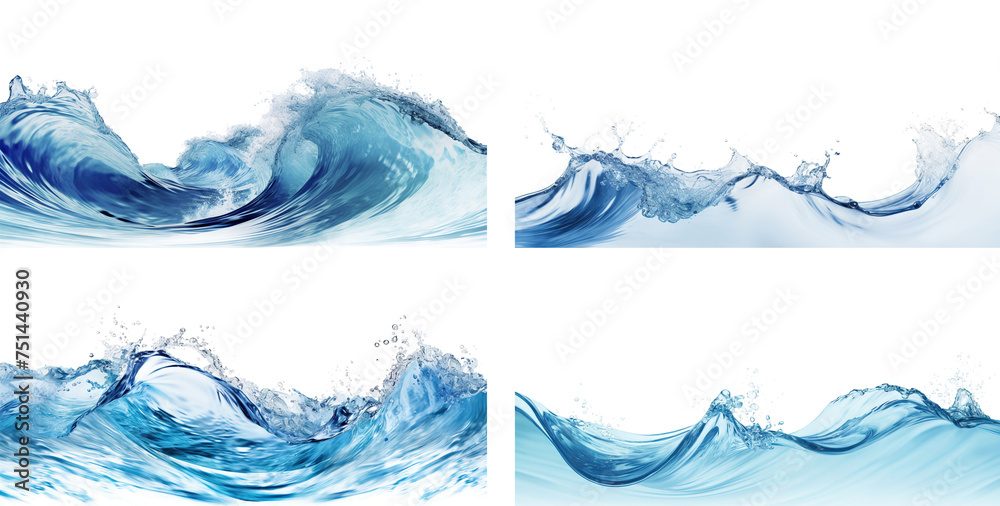 Set of clear sea water waves, cut out Stock Photo | Adobe Stock