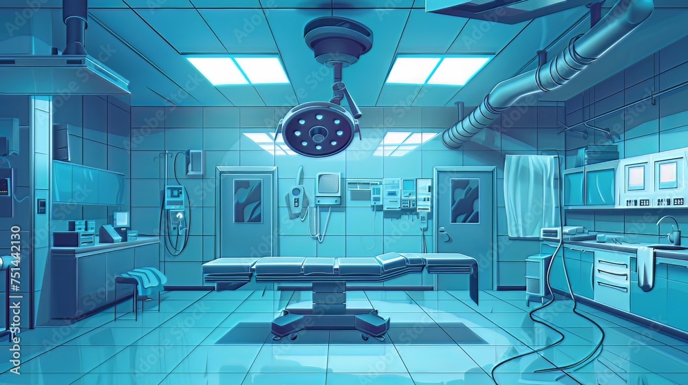 Surgical Room Details: A detailed illustration of a surgical room ...