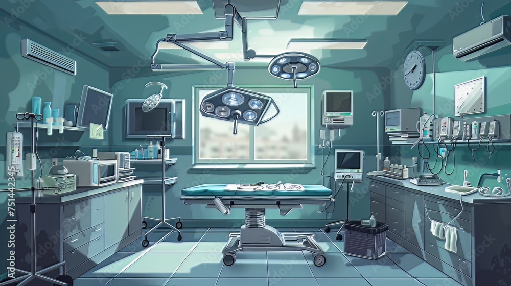 Surgical Room Details: A detailed illustration of a surgical room ...