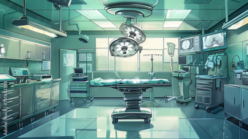 Surgical Room Details: A detailed illustration of a surgical room ...