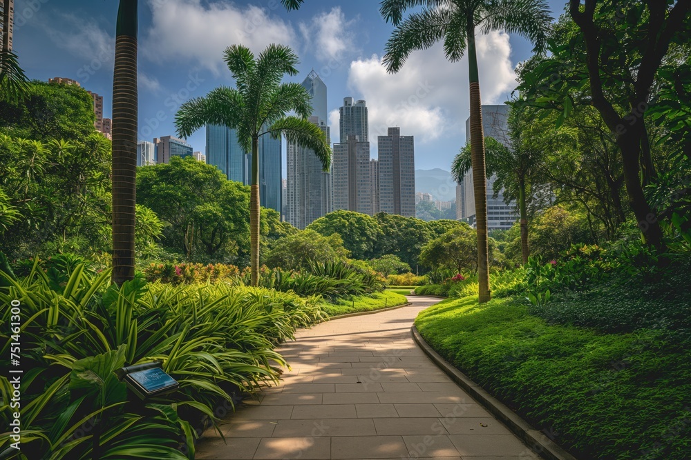 a lush green urban park illustrating the concept of green spaces in ...