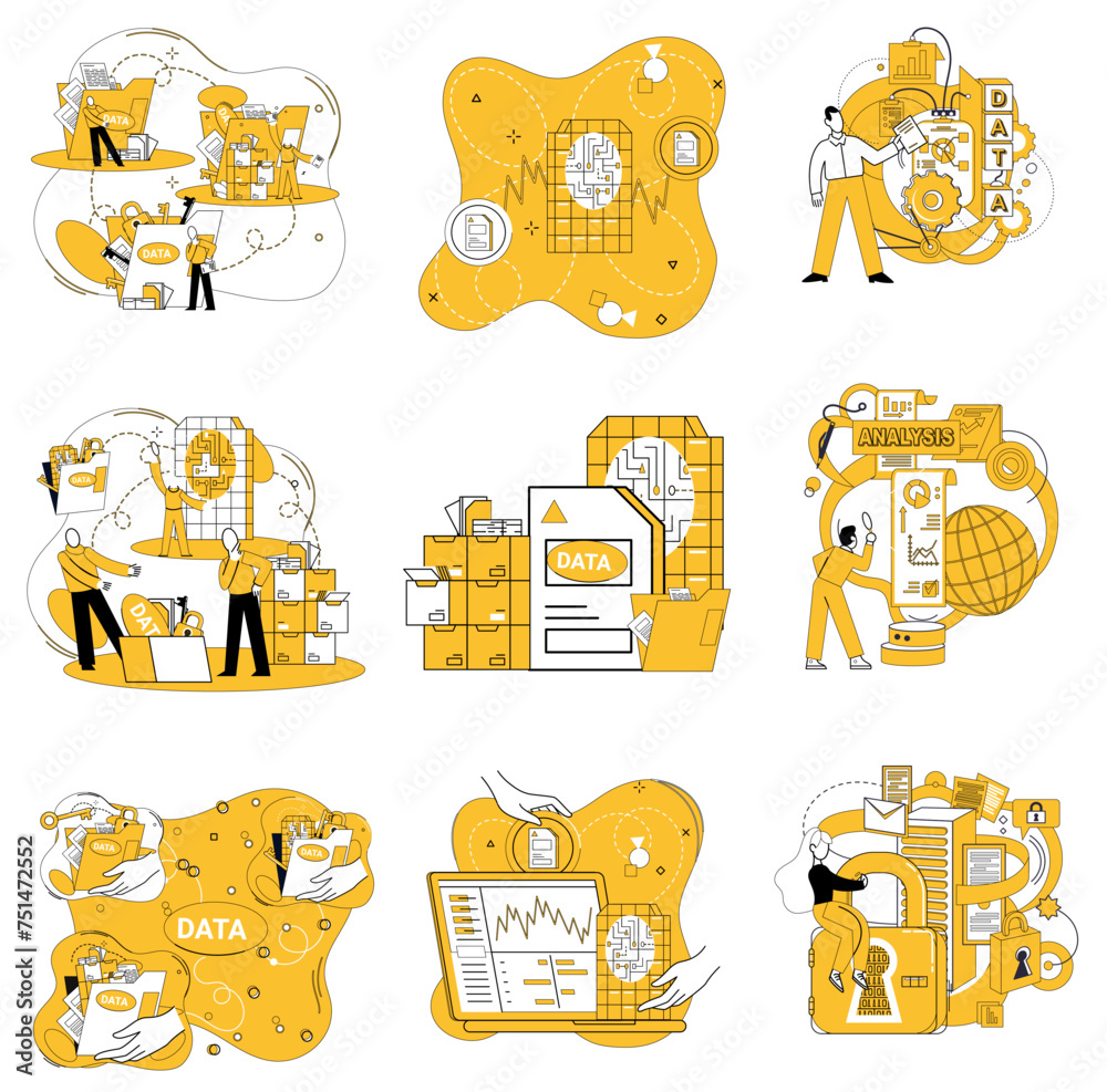 Data science vector illustration. Analyzing trends is compass guiding ...
