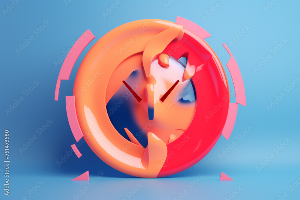 An abstract image of a distorted clock with its hands spinning rapidly ...