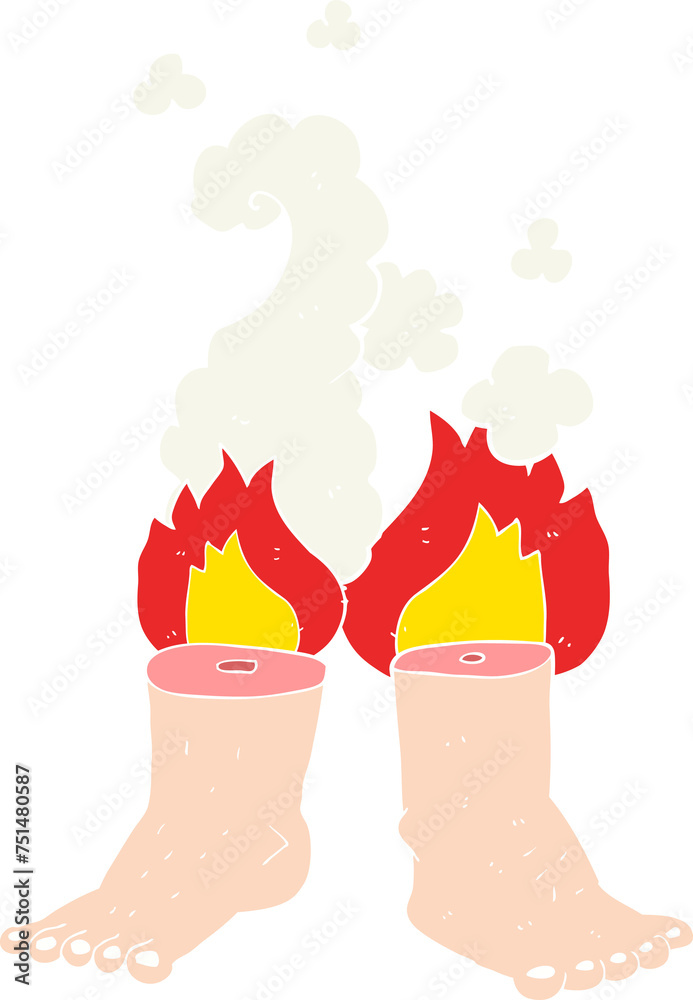flat color illustration of a cartoon of spontaneous human combustion ...