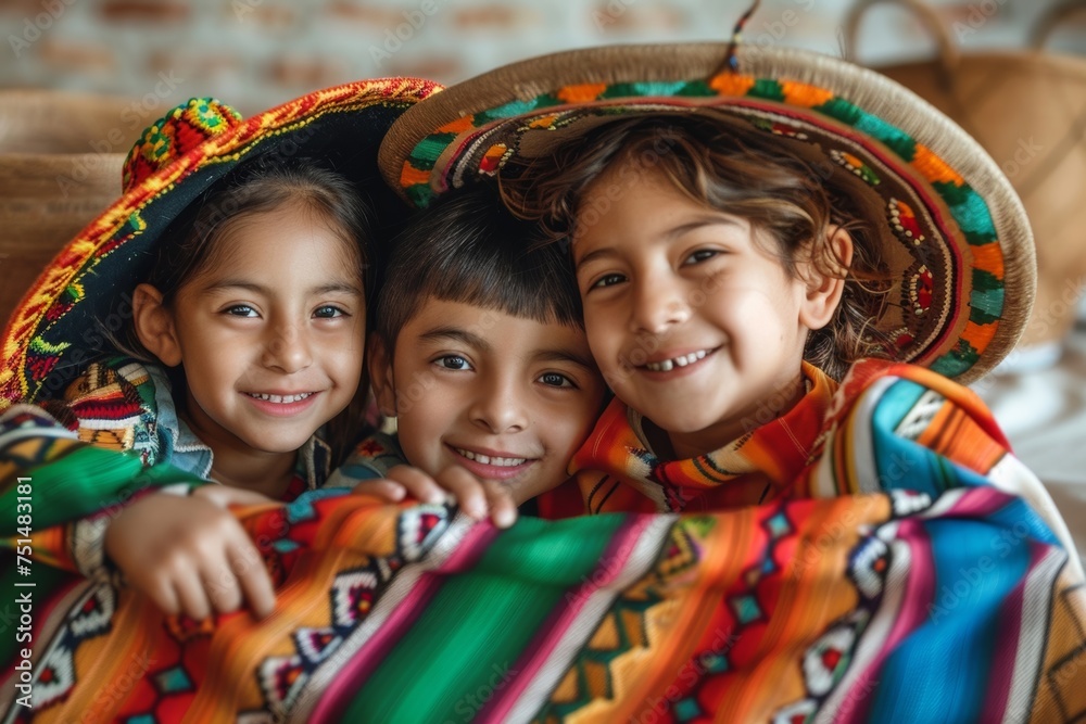 Kids dressed in traditional outfits, celebrating Mexican Independence ...