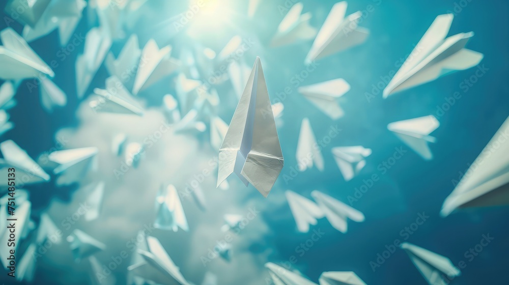 Different, Leader Individuality Concept. Unique Paper Plane Flying Up ...