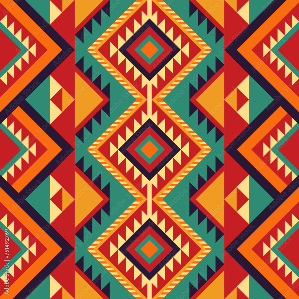Seamless Navajo and Aztec Mexican Native tribal fabric pattern ...