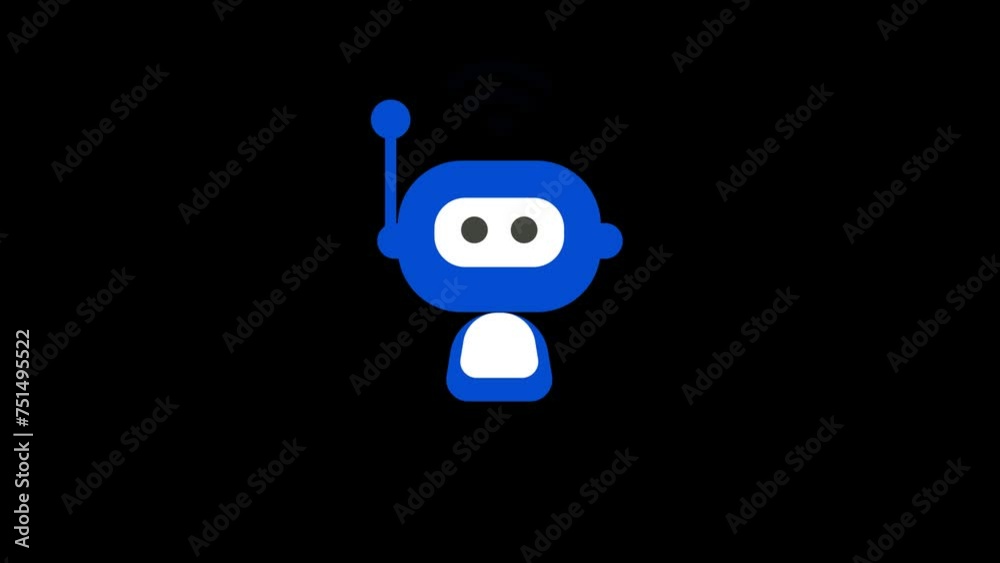 Chatbot robot floating Animation with transparent background Stock 비디오 ...