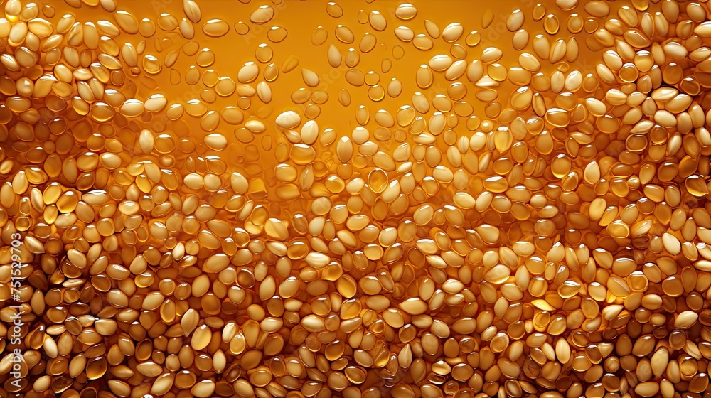 Sesame oil. Sesame seeds in oil background, banner. Sesame oil for ...