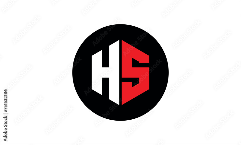HS initial letter polygon icon gaming logo design vector template ...