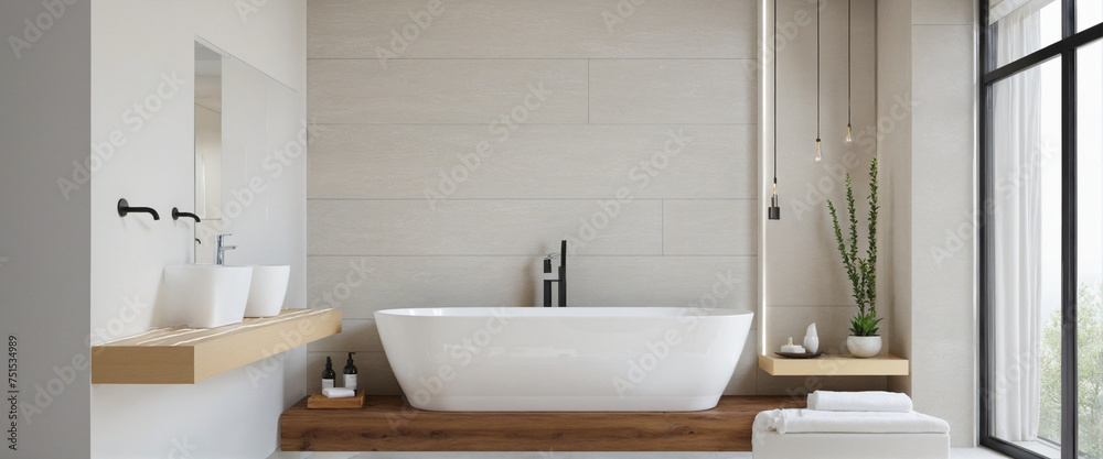 minimal bathroom interior design template backdrop white bright and ...