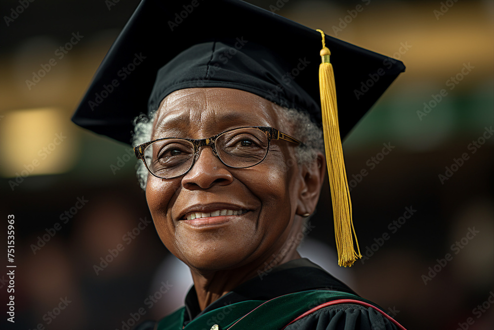 AI generated photo picture of happy beautiful mature woman graduating ...