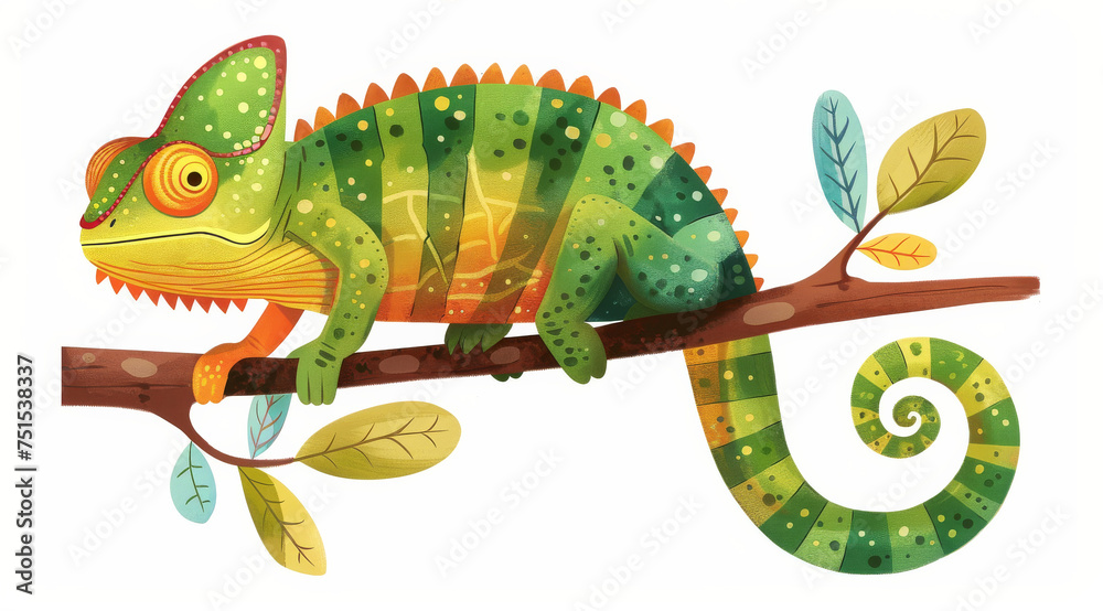 Chameleon, illustration and digital art of an animal isolated on a ...