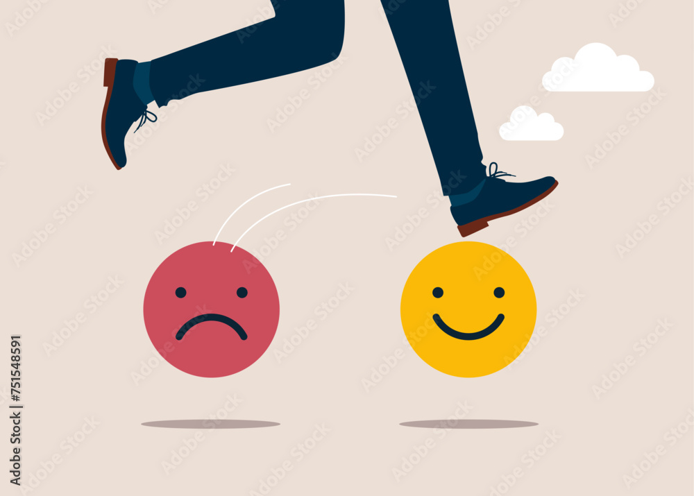 Man change their attitude from negative to positive emojis. Modern ...