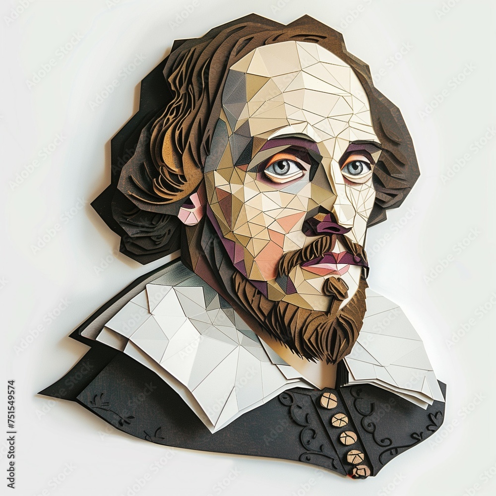 Portrait of William Shakespeare 500th anniversary, isolated on a white ...