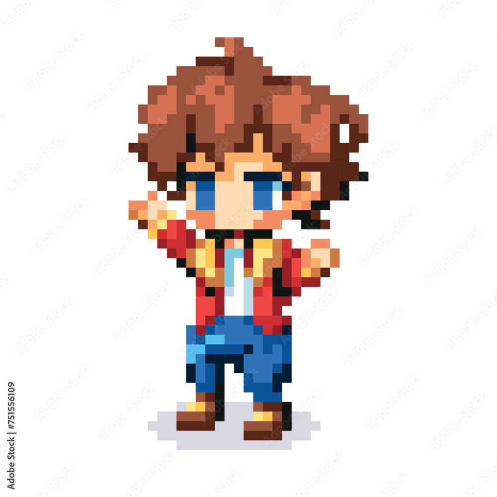 Vector Cute Pixel Art Cartoon Character Girl illustration Isolated ...