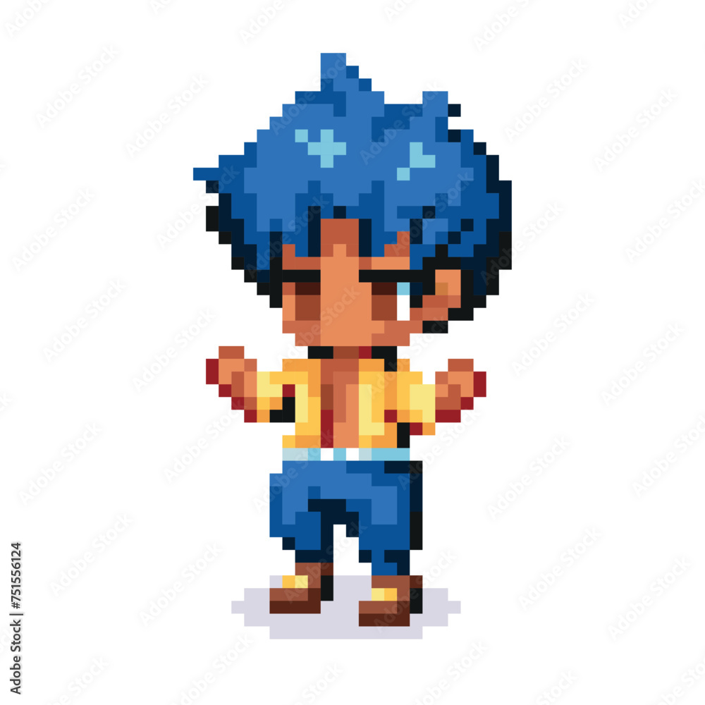 Vector Cute Pixel Art Cartoon Character Boy illustration Isolated Stock ...