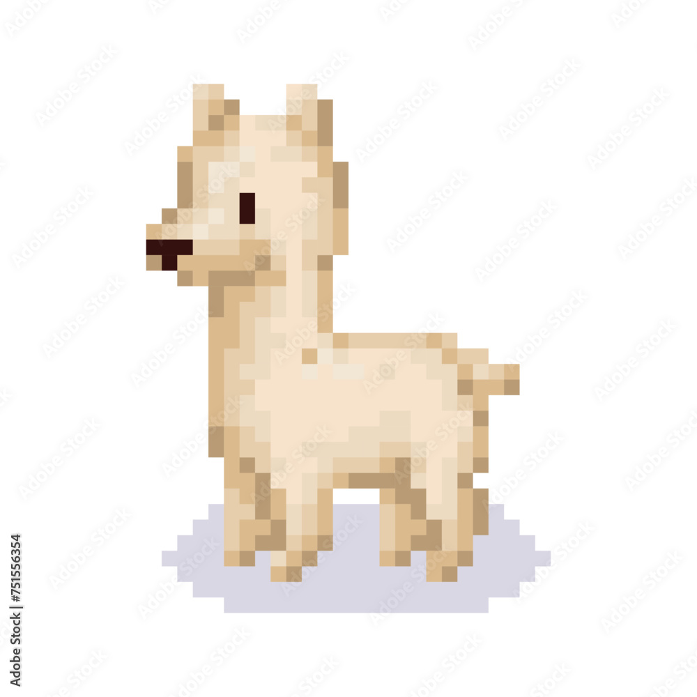 Vector Cute Pixel Art Character Cartoon Lama Illustration Isolated ...