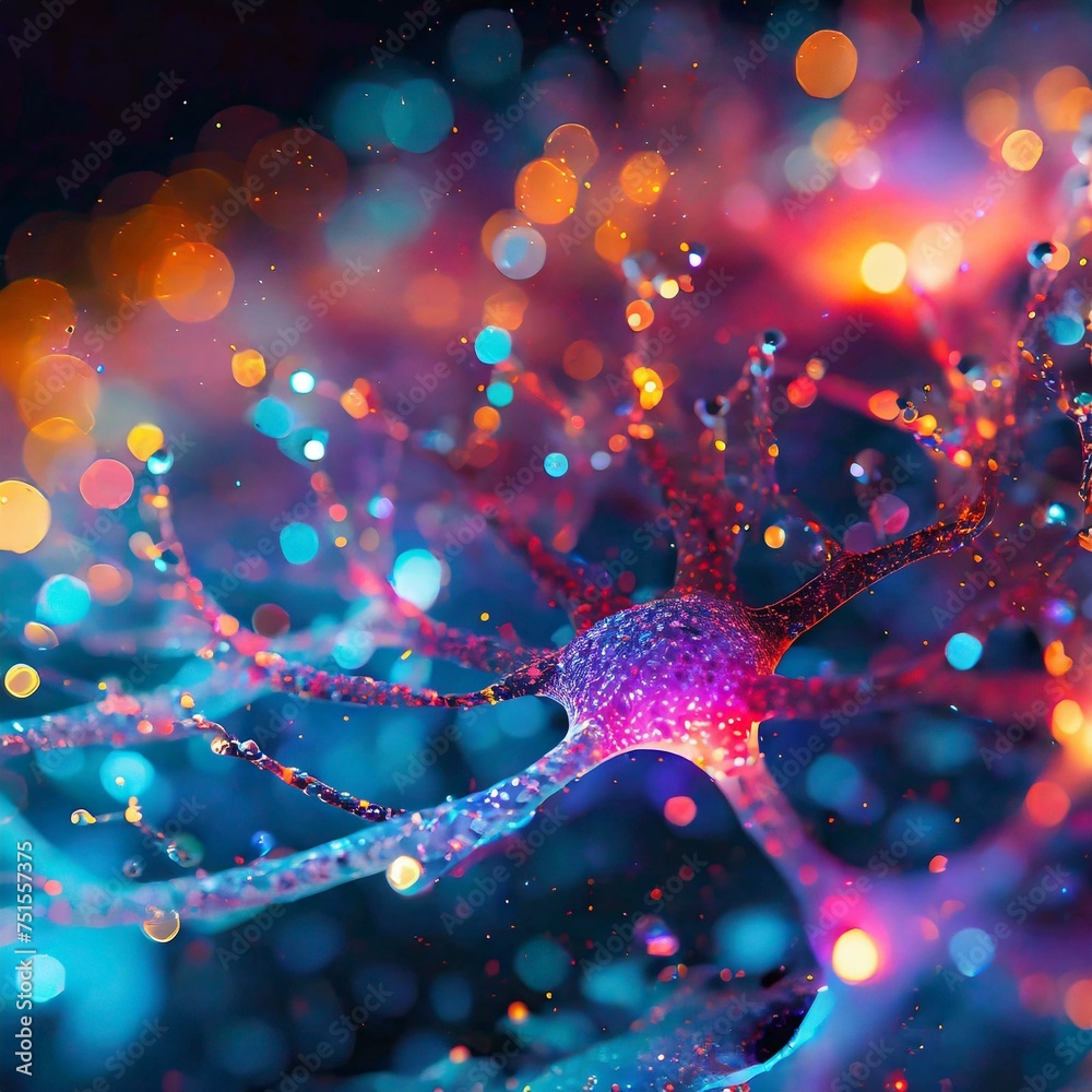 Microscopic view of the synapses. Brain connections. Neurons and synapses. Communication and ...