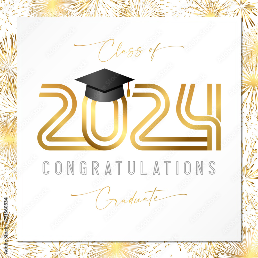 Congratulations 2024 graduate greeting card design. Social media poster ...
