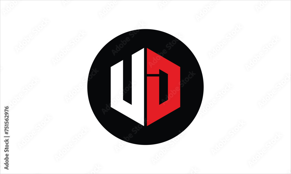 UD initial letter polygon icon gaming logo design vector template ...