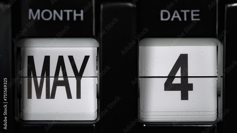 retro flip calendar with a date change from the third of May to the ...