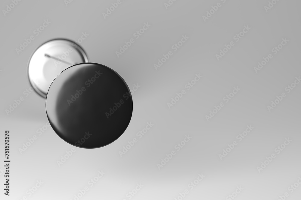 Set of two blank badges in black color, showing in floating position ...