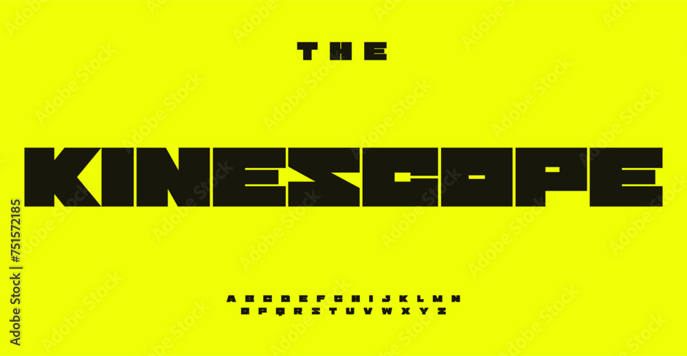 Geometrically bold alphabet, heavyweight letters, expansive techno font ...
