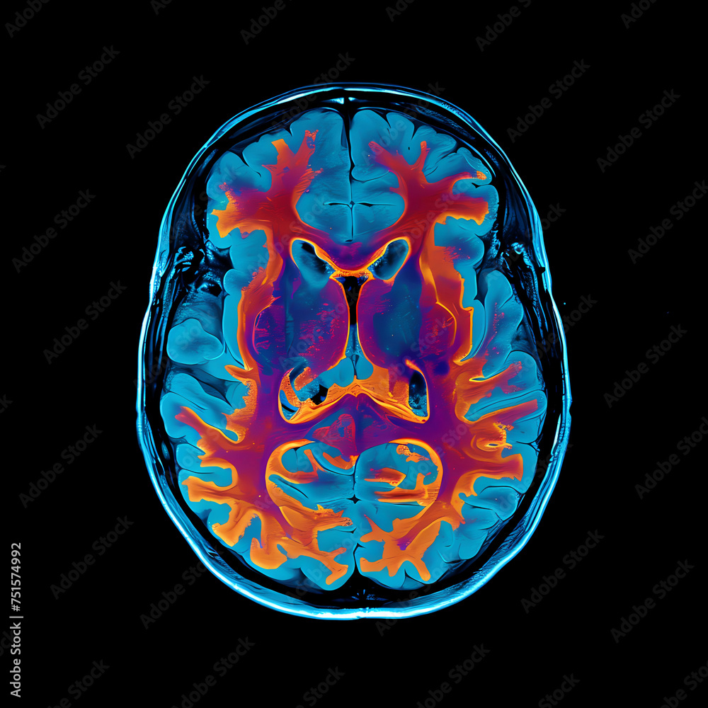 High resolution PET CT scan of the human brain, screen view Stock ...