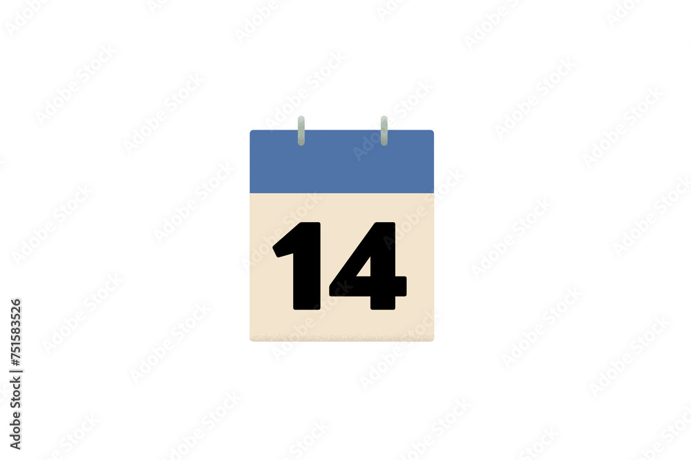 14 day fourteen, fourteenth calendar blue days of the month sheets of ...