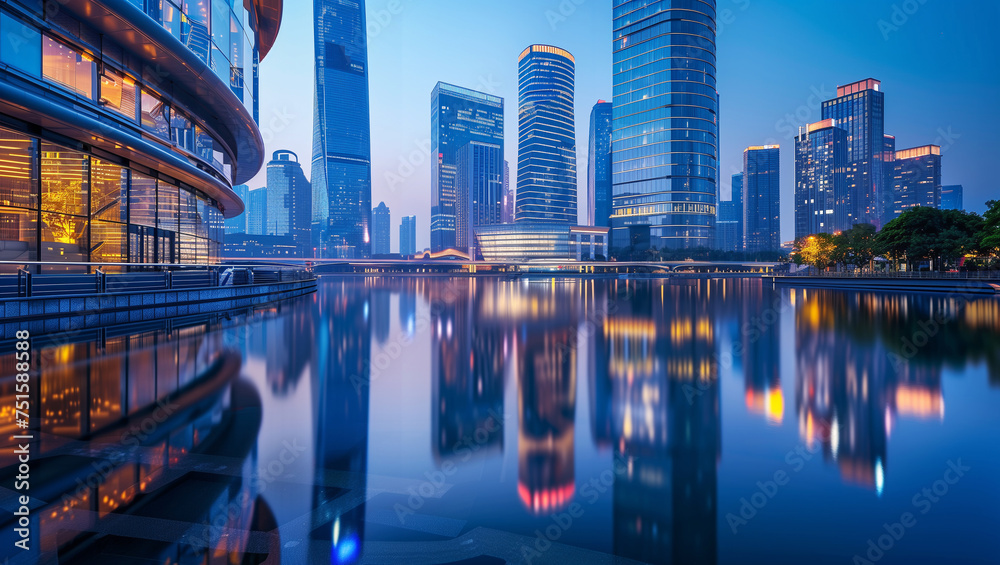 Metropolis Majesty: Panoramic Perspective of Urban Construction and ...