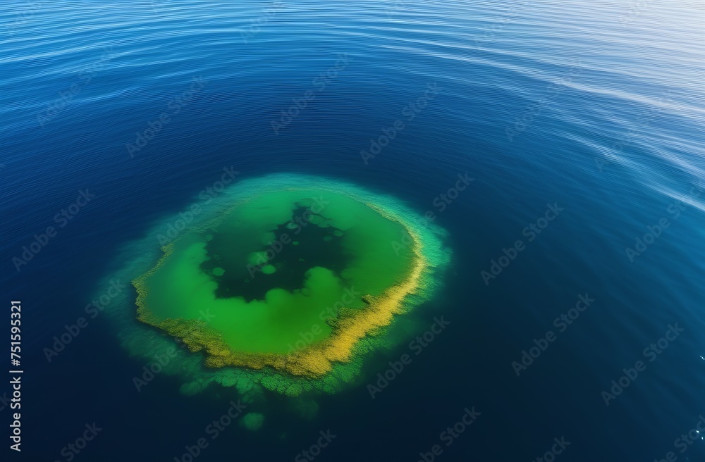 Dirty water in ocean, pollution of seawater, yellow-green spot on ...
