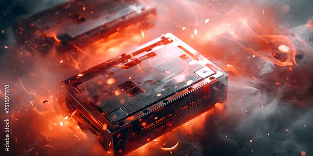 Hazards of Overheating Lithium-Ion Batteries: Depicted with Flames and ...