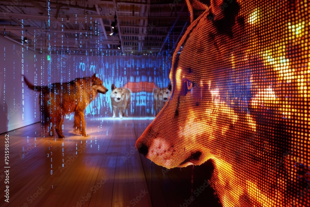 Construct an art installation that showcases the convergence of binary ...