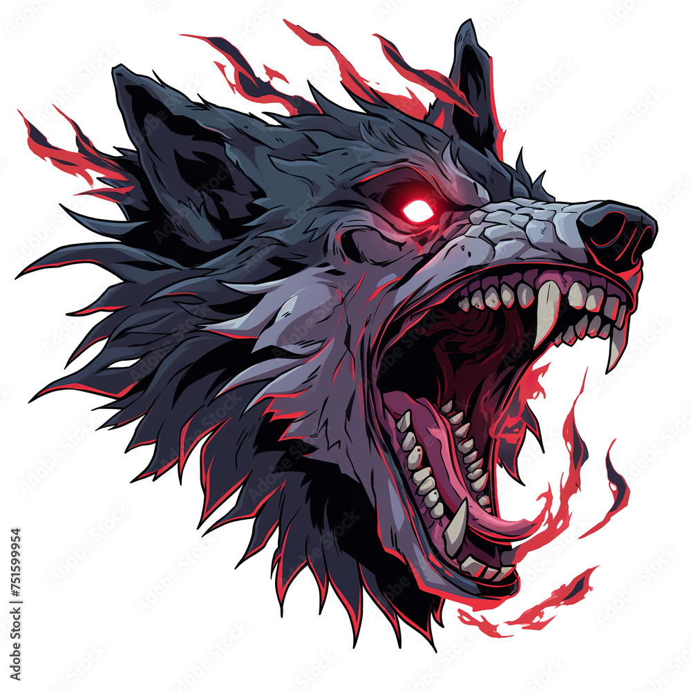 scary character icon logo wolf transparent background, csary Stock ...