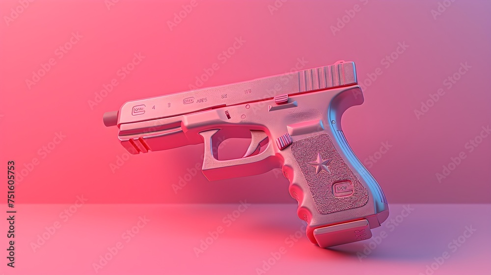 3D Printed Pink Glock on Colorful Backgrounds, Conceptual illustration ...
