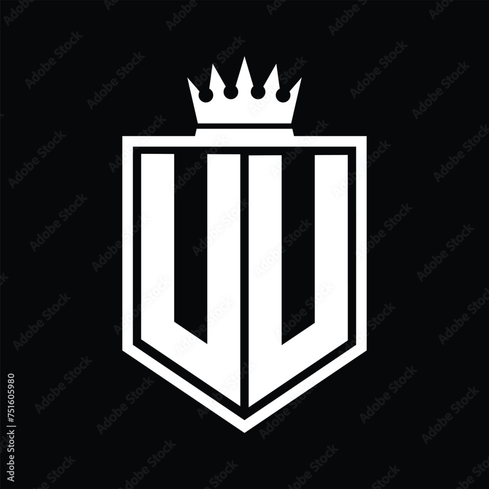 UU Logo monogram bold shield geometric shape with crown outline black ...