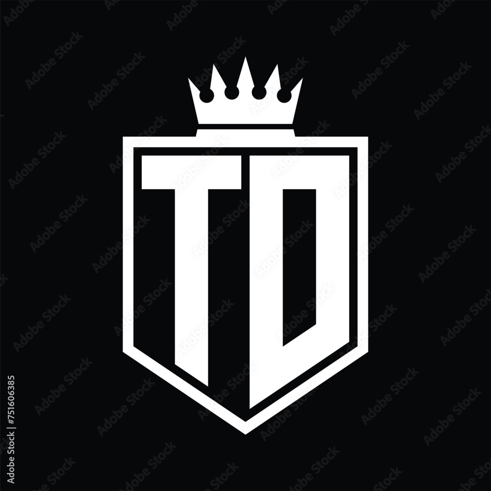 TD Logo monogram bold shield geometric shape with crown outline black ...
