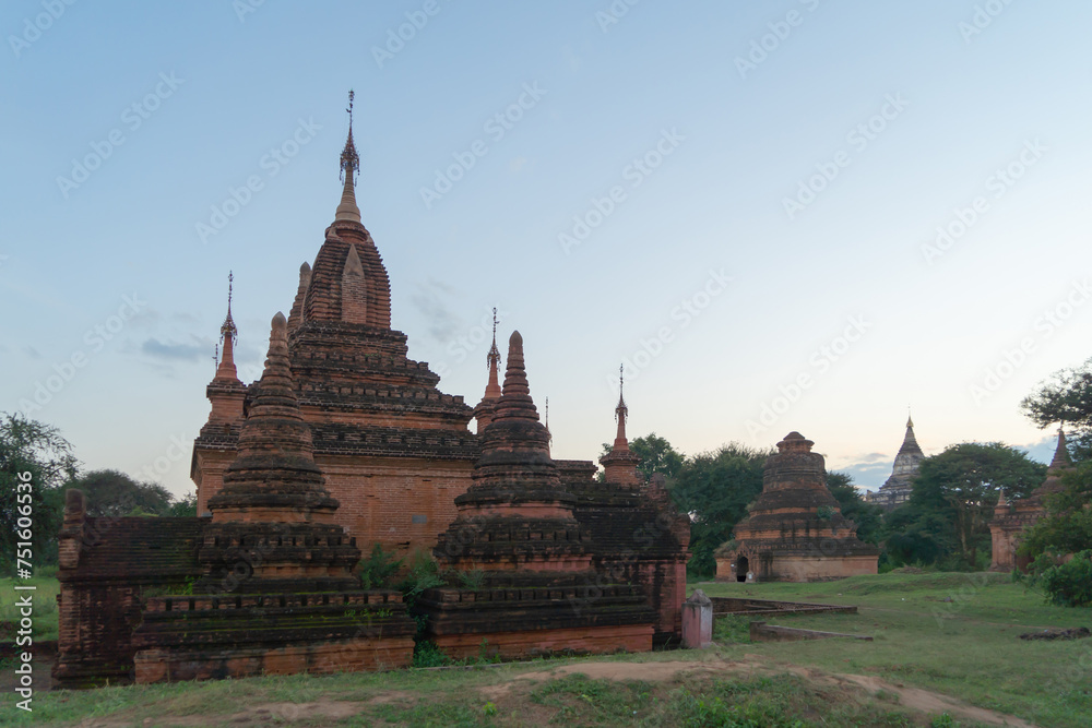 Burmese temples of Bagan City from a balloon, unesco world heritage ...