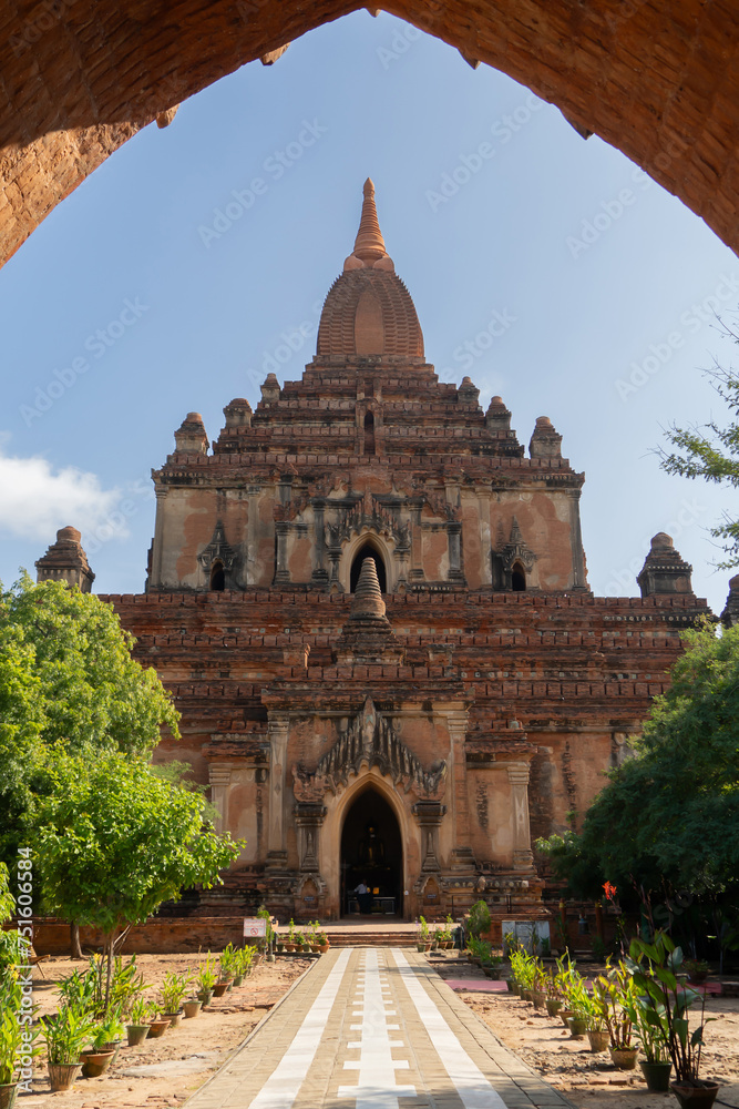 Burmese temples of Bagan City from a balloon, unesco world heritage ...
