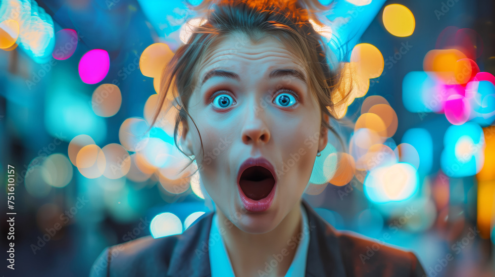 The girl made a surprised expression and opened her mouth and opened ...