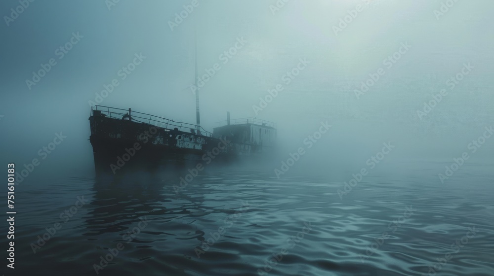 In the Bermuda Triangle a stormy sea engulfs a lost ship compass ...