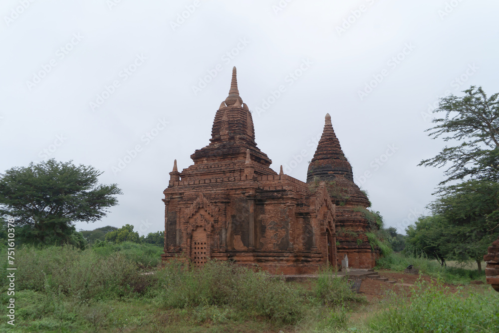 Burmese temples of Bagan City from a balloon, unesco world heritage ...