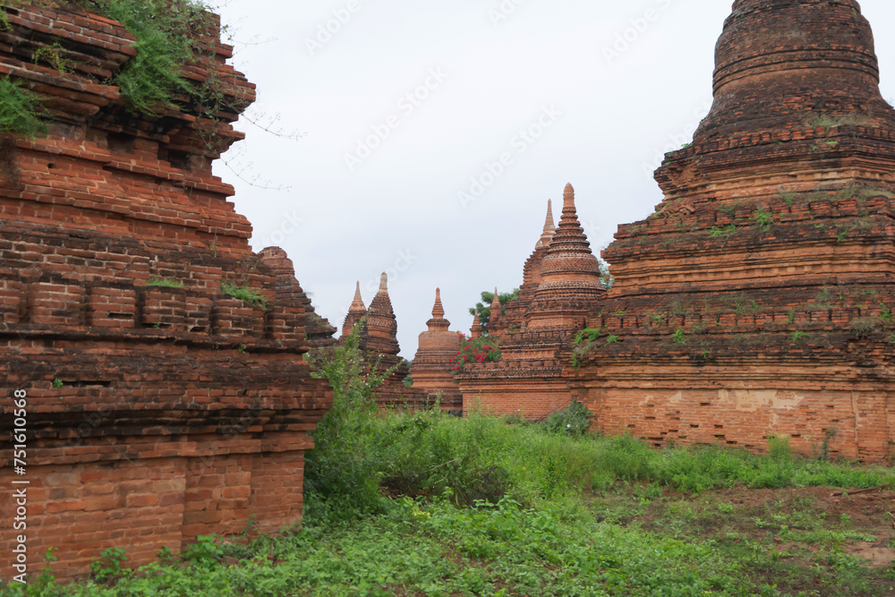 Burmese temples of Bagan City from a balloon, unesco world heritage ...