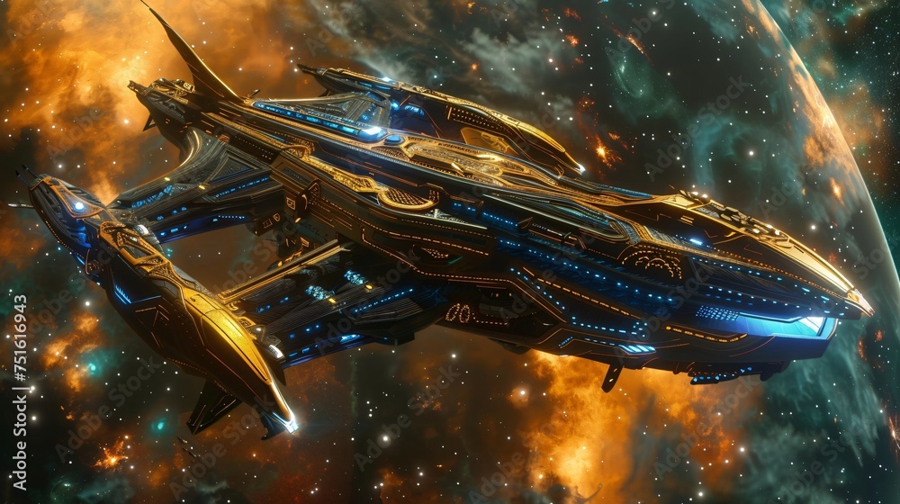 Starship crafted in the likeness of a majestic phoenix soaring through ...