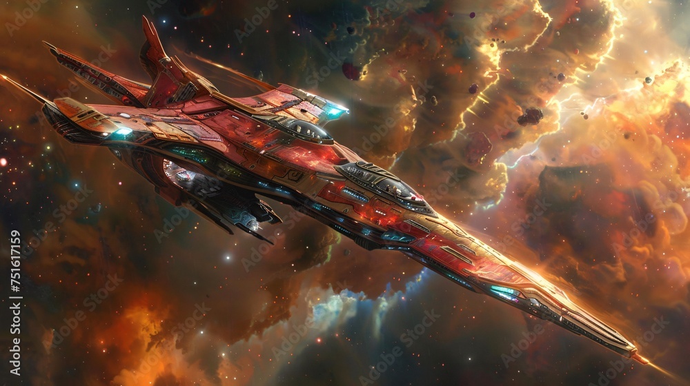Starship crafted in the likeness of a majestic phoenix soaring through ...
