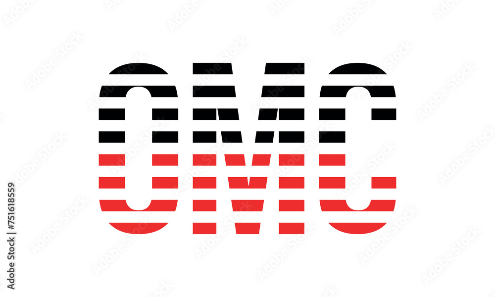 OMC three initial letter iconic line negative space minimal logo design ...